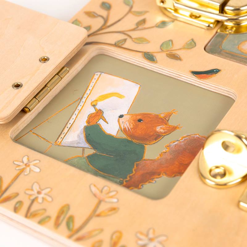 Tableau d'activités à serrures beige, orange, vert - Egmont Toys