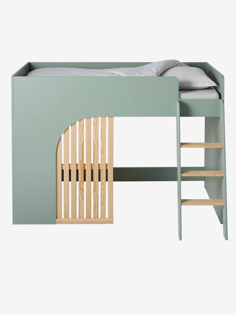 Lit mezzanine enfant avec rangement Playful vert - Vertbaudet